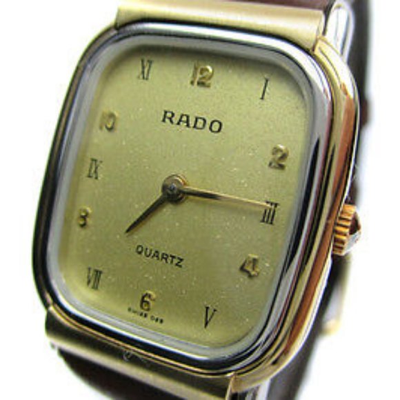 Rado | Bags | Rado Gold Dial Brown Leather Band Quartz Womens Watch ...
